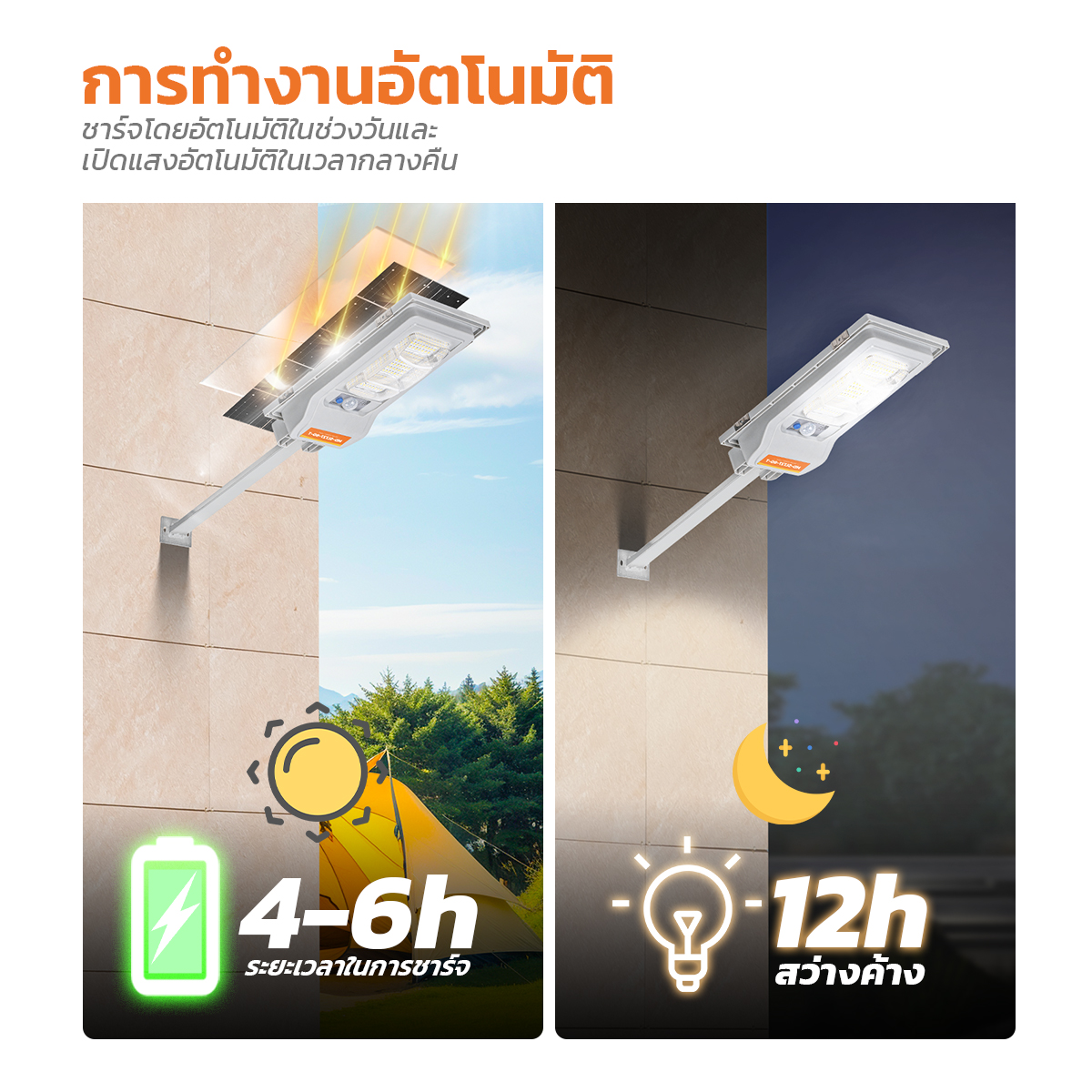 MODI ไฟโซล่าเซลล์ 80W 80Tแสงขาว แสงเหลือง solar light ระบบสว่างค้าง โซ ...