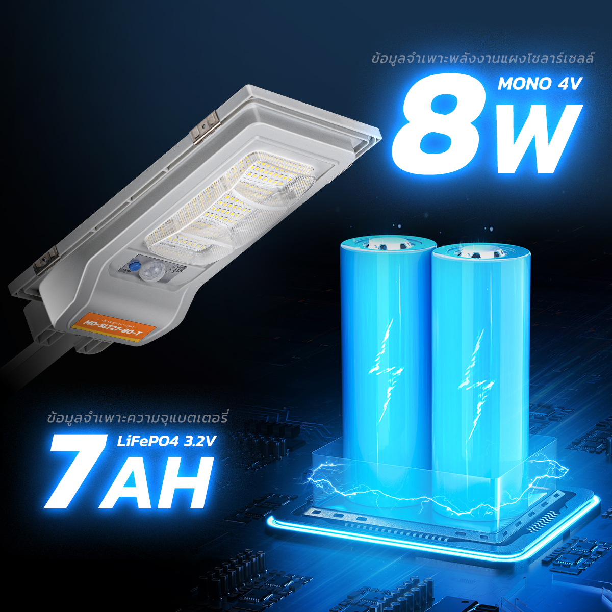 MODI ไฟโซล่าเซลล์ 80W 80Tแสงขาว แสงเหลือง solar light ระบบสว่างค้าง โซ ...