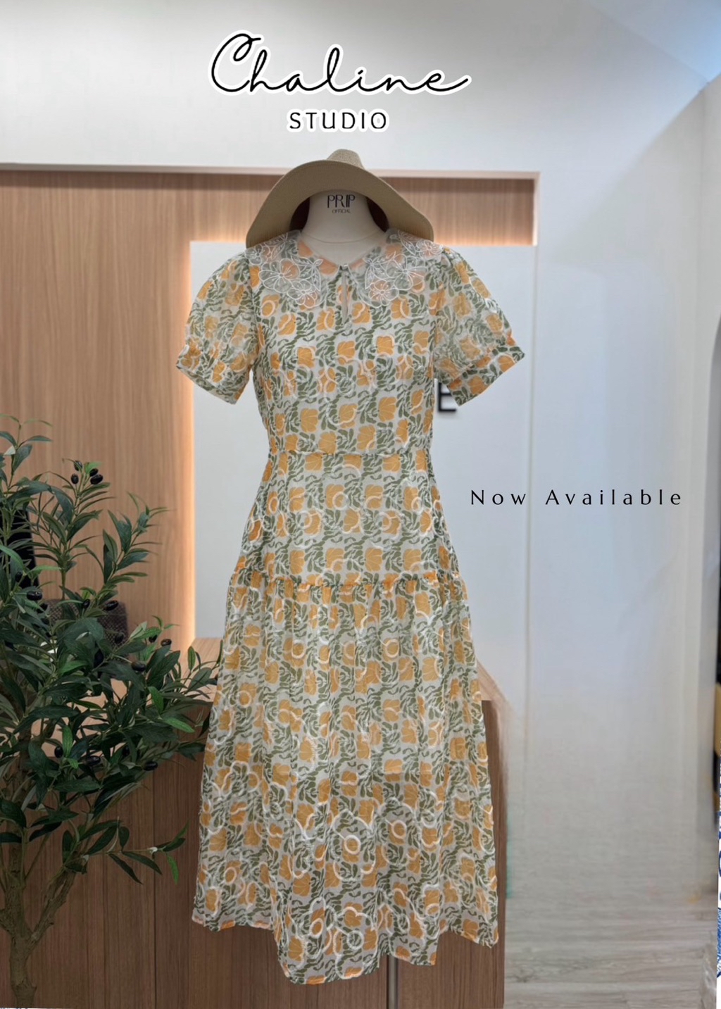 🌟 เดรสผ้าคอตตอนพิมพ์ลายดอกไม้น่ารัก มีลายปักในเนื้อผ้า (prip)🌟 | Shopee ...