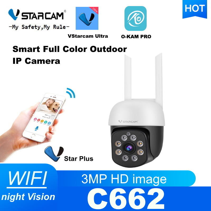 Vstarcam C662 ความละเอียด 3 ล้านพิกเซล (1296P) กล้องวงจรปิดไร้สาย ภาพสี มีAI+ คนตรวจจับสัญญาณ ...