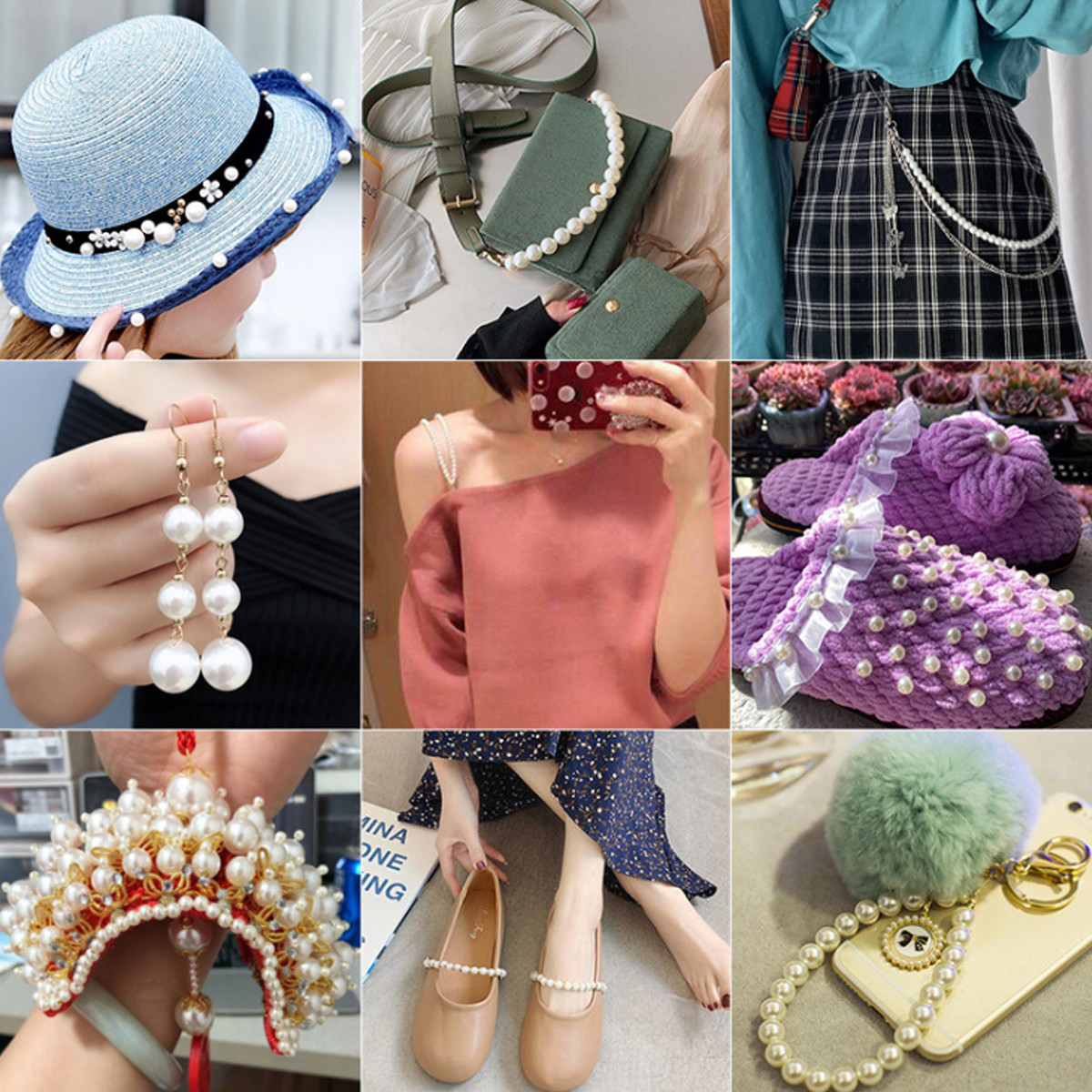 ลูกปัดไข่มุกจําลอง ABSไข่มุกกลม รูตรง ขนาด 3-20mm กำไลข้อมือ DIY และ ...