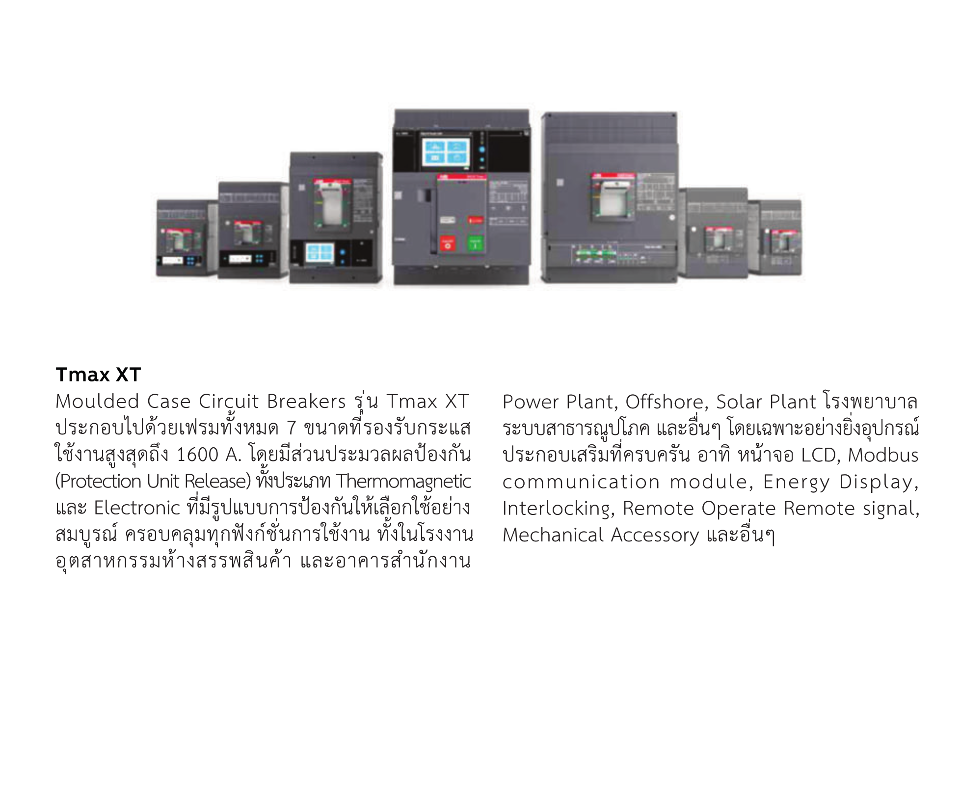 ABB เบรกเกอร์ MCCB Tmax XT4N 250 (LS/I, LSI, LSIG) 250A 3P (36kA) F F ...