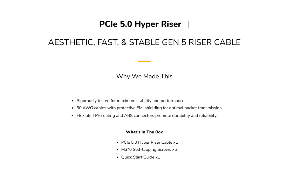 HYTE PCI-E 5.0 x16 RISER CABLE (Riser card / สายต่อการ์ดจอแนวตั้ง ...