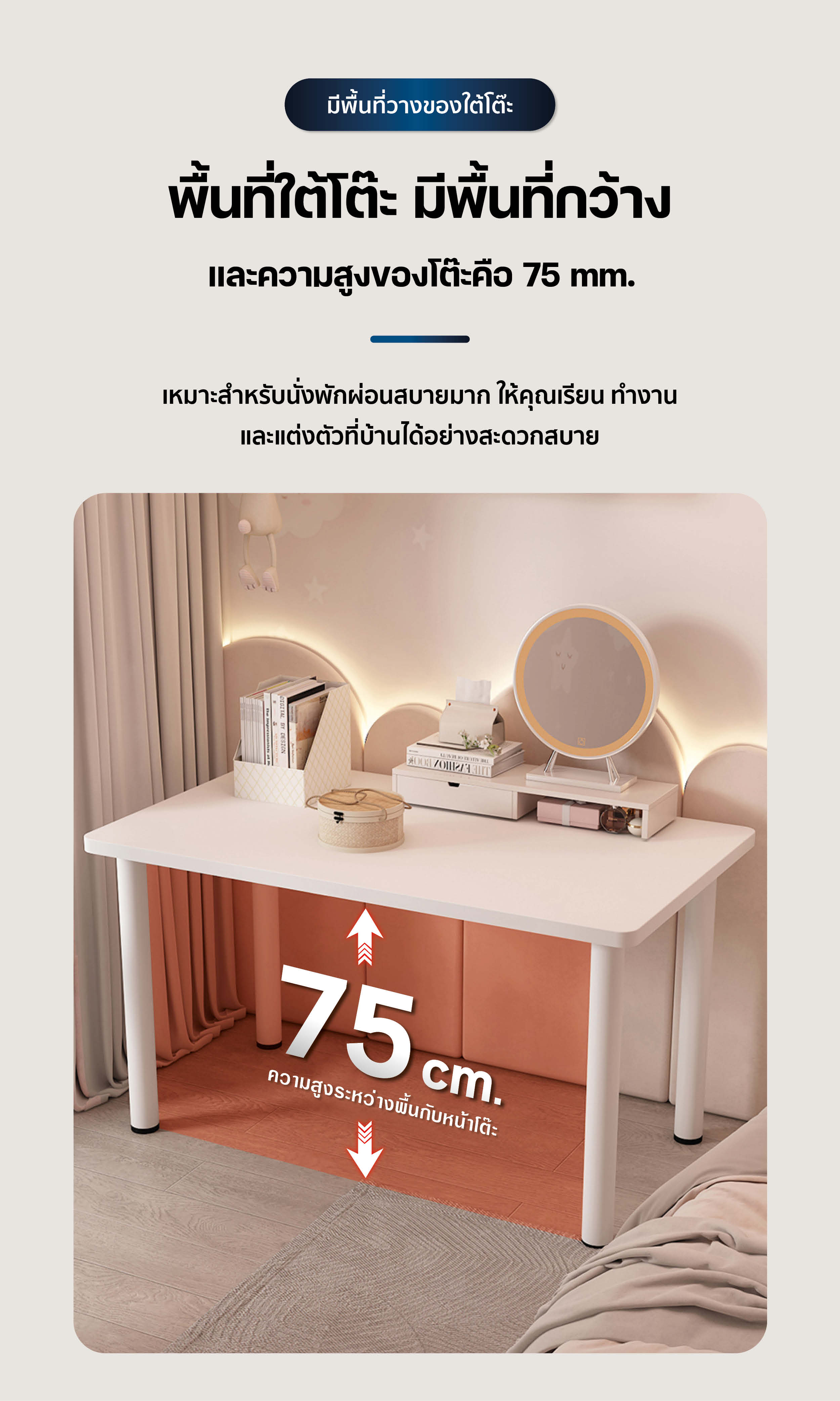 Docey โต๊ะทำงานสีขาวแผ่นหนา โต๊ะอ่านหนังสือ IKEA สไตล์โมเดิร์น 80/100 ...