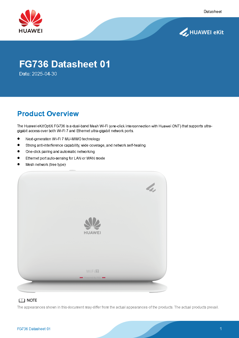 HUAWEI eKit Wireless Dual-Band mesh router (FG736 Wi-Fi 7 / FG630 Wi-Fi ...
