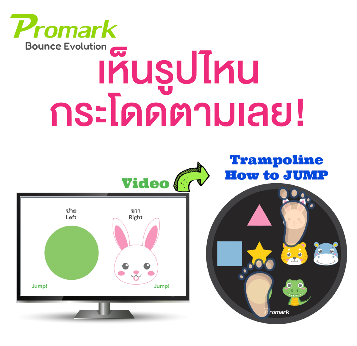 (ประกัน 1ปี) Promark มีเกมเต้น แทรมโพลีน Bounce Evolution Trampoline ...