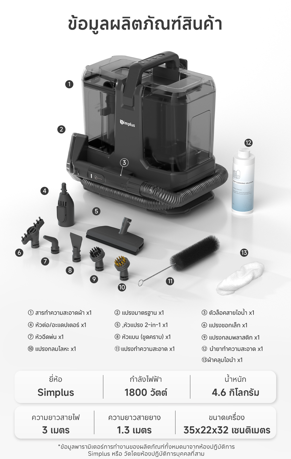 Simplus Steam Cleaner เครื่องดูดฝุ่นซักพ่น โซฟา ที่นอน พรม ไอน้ำร้อน ...