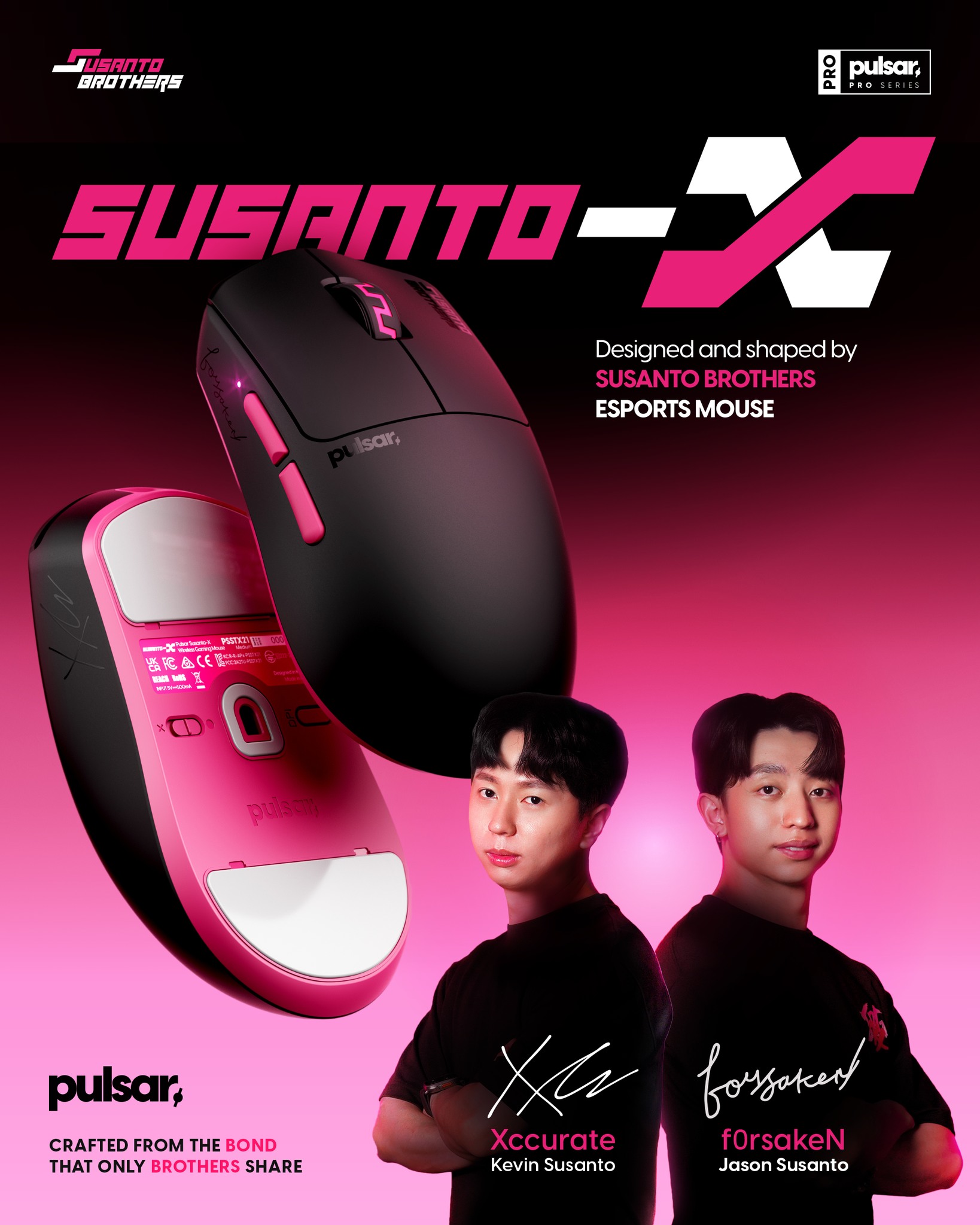 Pulsar Susanto-X,JV-X ,TenZ , ZywOo , X2F | เมาส์ไร้สาย น้ำหนักเบา รุ่น ...