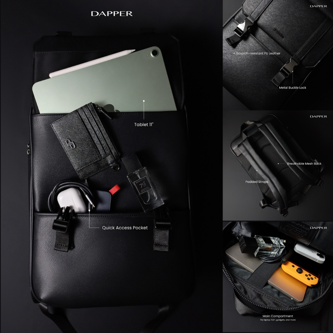 DAPPER กระเป๋าสะพายหลัง Tech Utility Backpack สีดำ (BM3/BK/1265SF) | Shopee Thailand