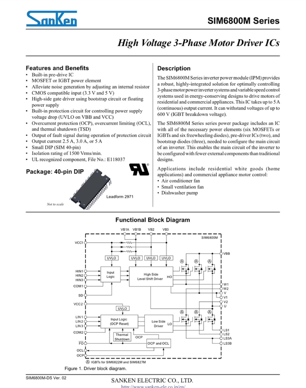 SIM6822M 600V 5A High Voltage 3-Phase Motor Driver IC 25100304 | Shopee ...