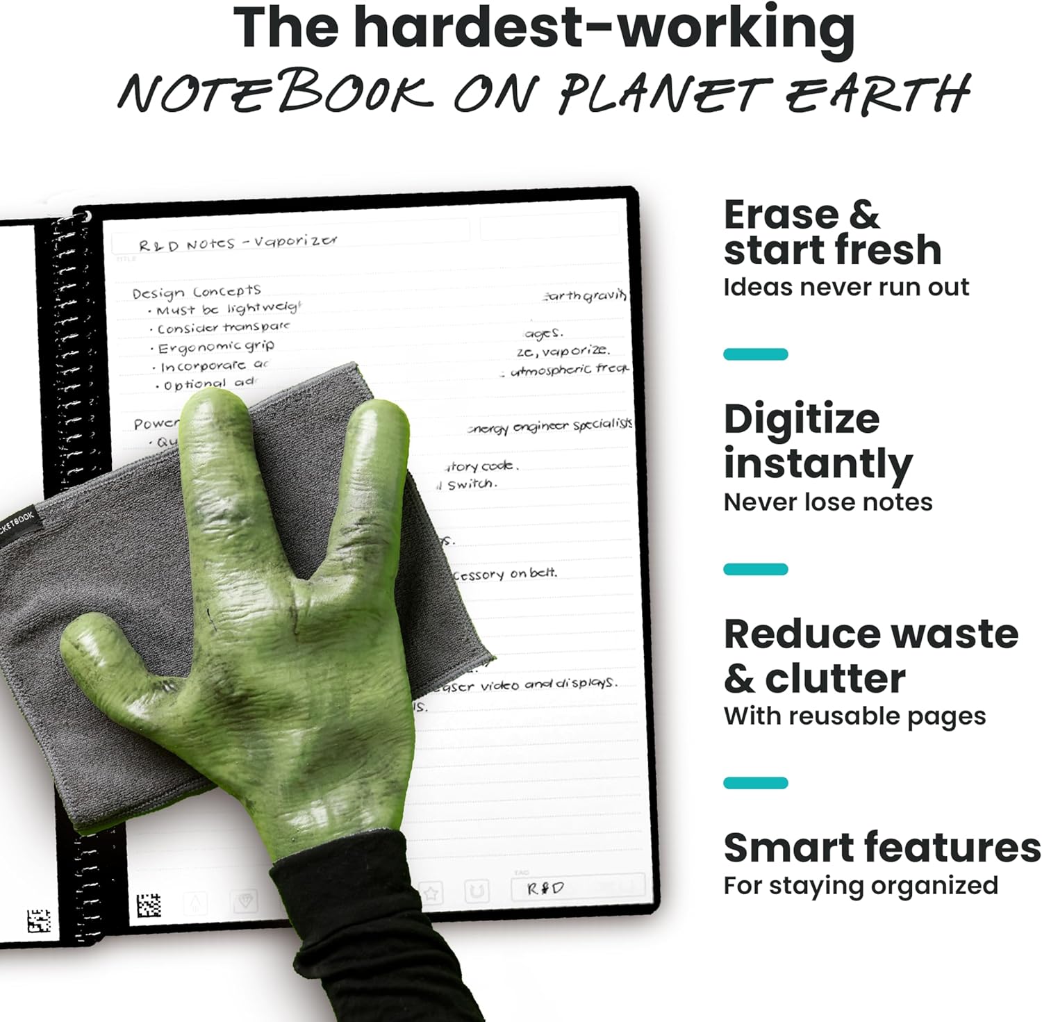Rocketbook Smart Core Reusable Notebook Lined EcoFriendly Notebook with ...