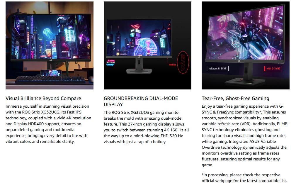 ASUS ROG Strix XG32UCG 32” 4K HDR Gaming Monitor Dual Mode (4K 160Hz ...