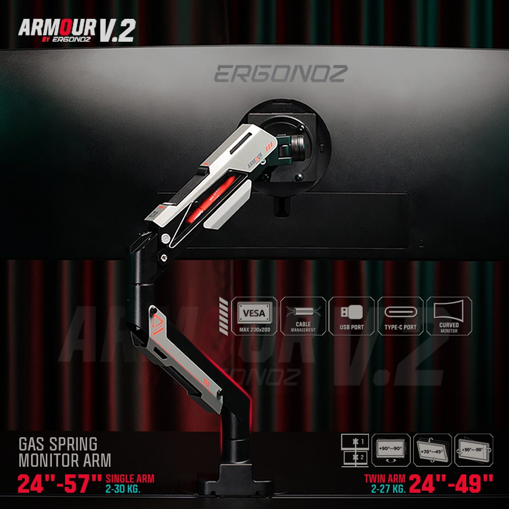 ERGONOZ แขนจับจอ ขาตั้งจอคอมพิวเตอร์ Monitor Arm รุ่น ARMOUR สำหรับหน้า ...