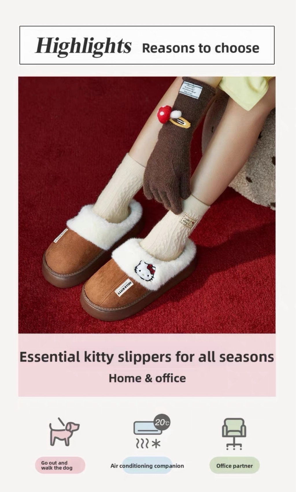[พร้อมส่ง&พรีออเดอร์] 🤎🍒 รองเท้า GUKOO x HELLO KITTY SLIPPER ลิขสิทธิ์ ...