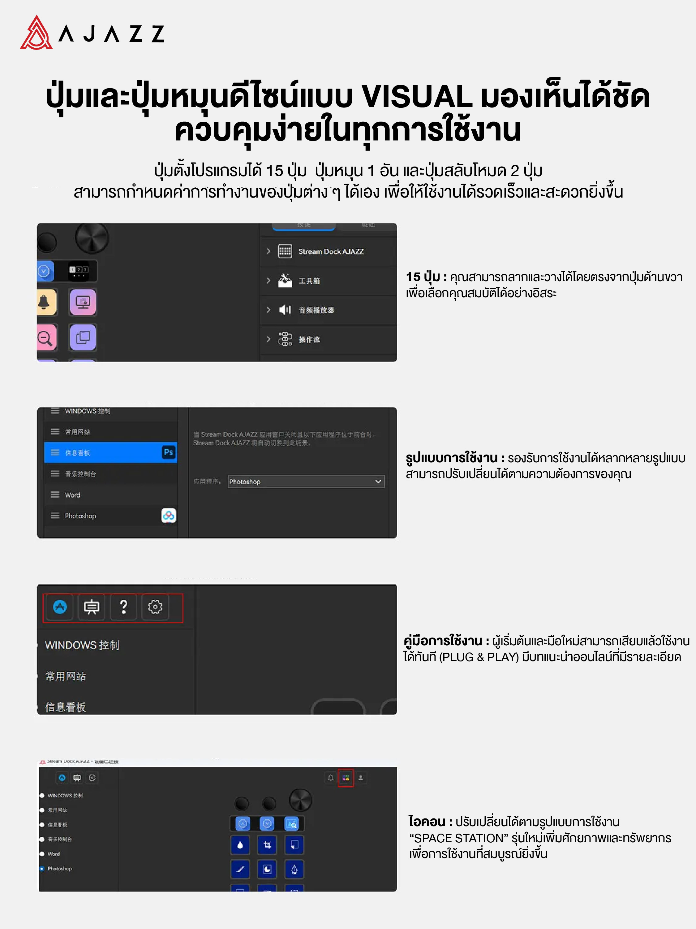 อุปกรณ์เสริมเดสก์ท็อป Ajazz N1 15Key Deskptop Assisstant Multi-Control ...