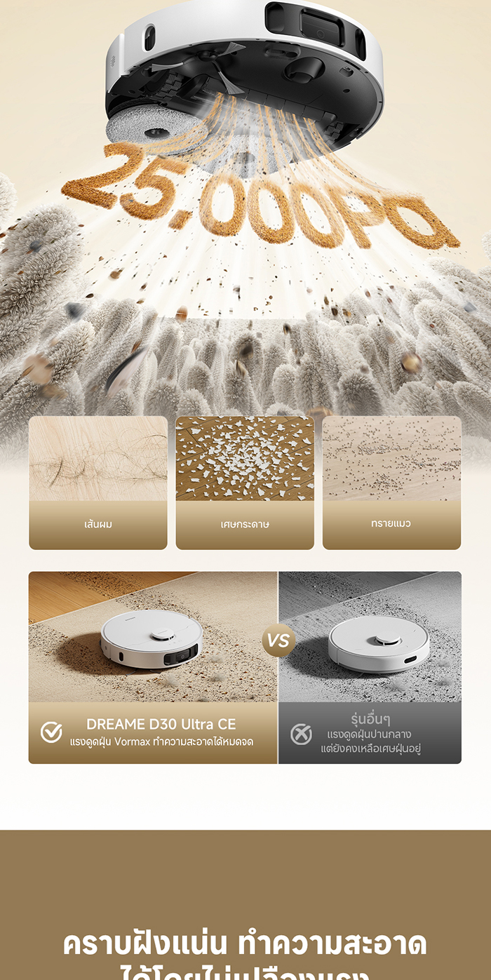 [HOT]Dreame D30 Ultra CE Robot Vacuum Cleaners อบแห้งลมร้อน พลังดูด ...