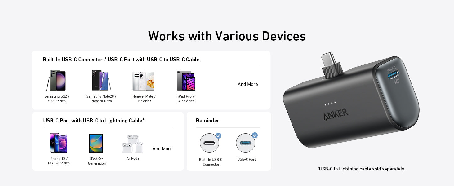 Anker Nano Power Bank 22.5W A1653 5000mAh พาวเวอร์แบงค์ ชาร์จเร็ว ปลั๊ก ...