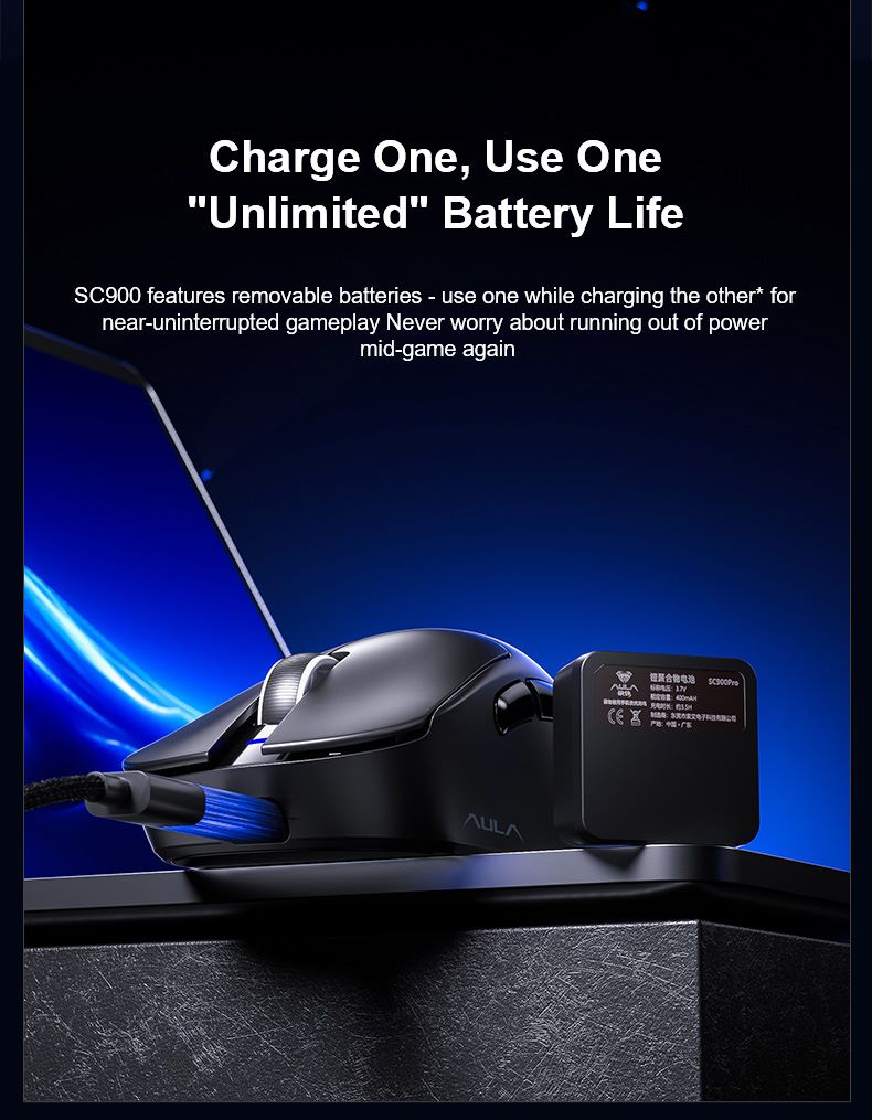 เมาส์ไร้สาย - AULA SC900 Pro / Max - Wireless Mouse Macro 8K PAW3395/PAW3950 รับประกัน 2 ปี ...