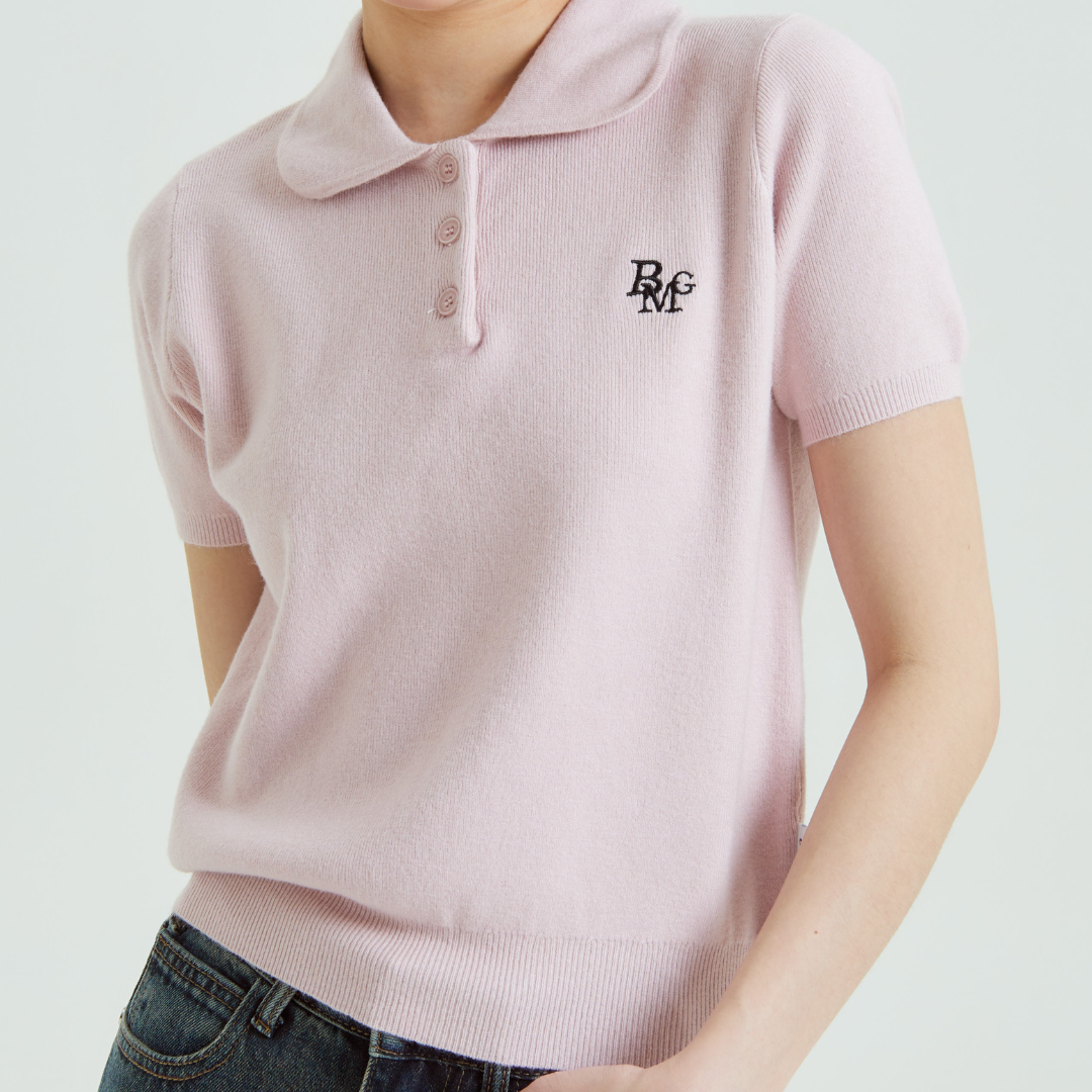 Bemingtop985 (S-XL)-Emma Polo Knit – เสื้อโปโลไหมพรมแขนสั้นคอบัว ...