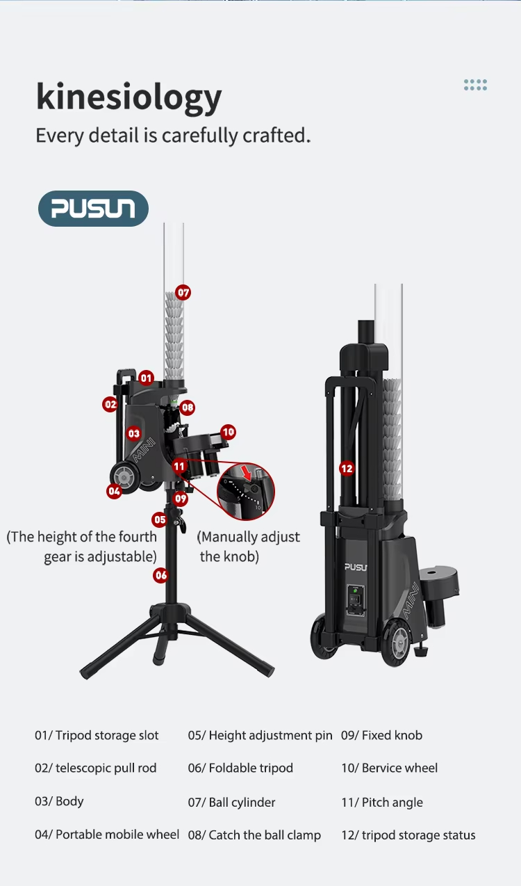PUSUN PB-MINI Pro Badminton Ball Machine เครื่องตีแบดมินตัน with APP ...