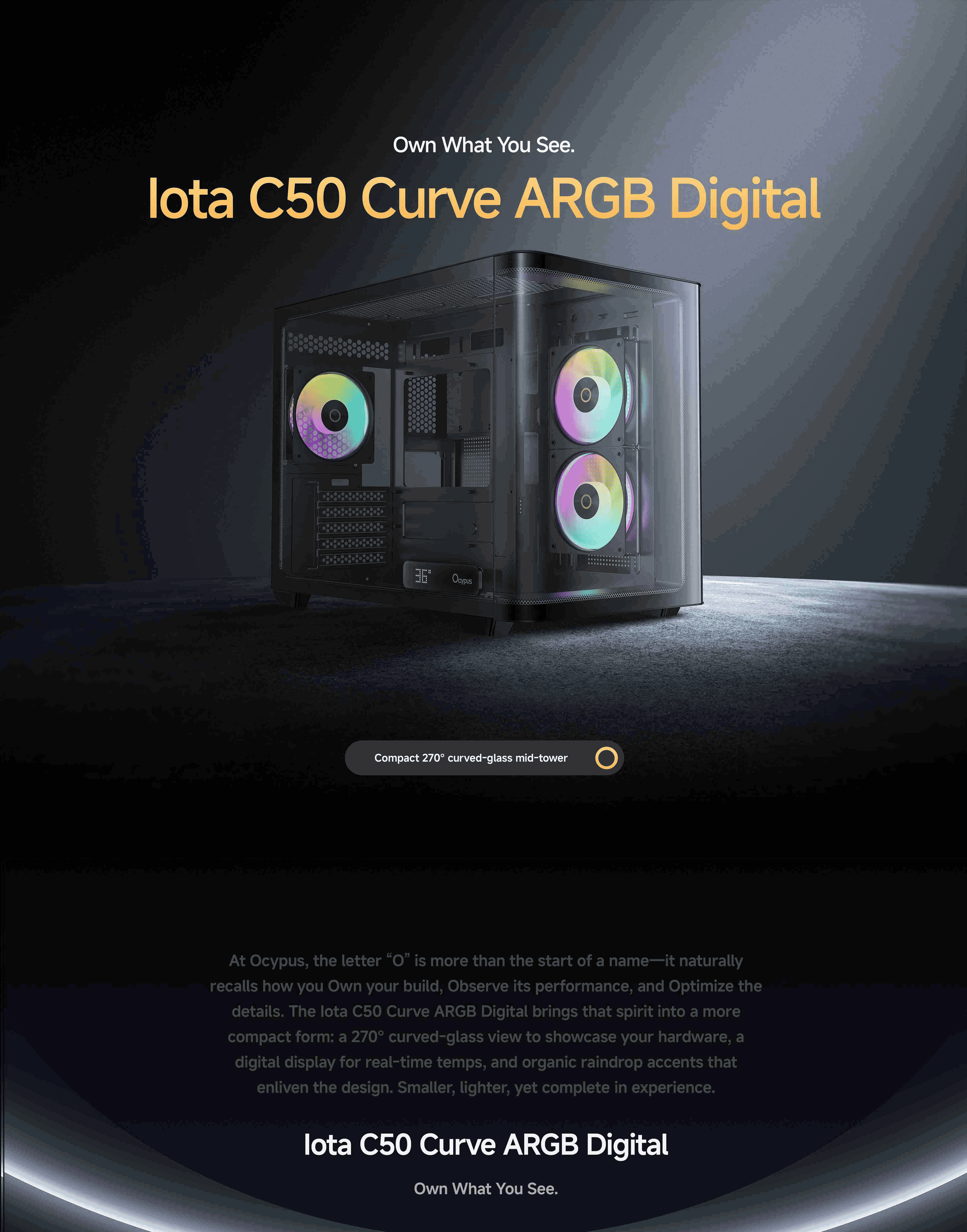 OCYPUS IOTA C50 CURVE BLACK ARGB (COMPUTER CASE / เคสคอมพิวเตอร์ ...