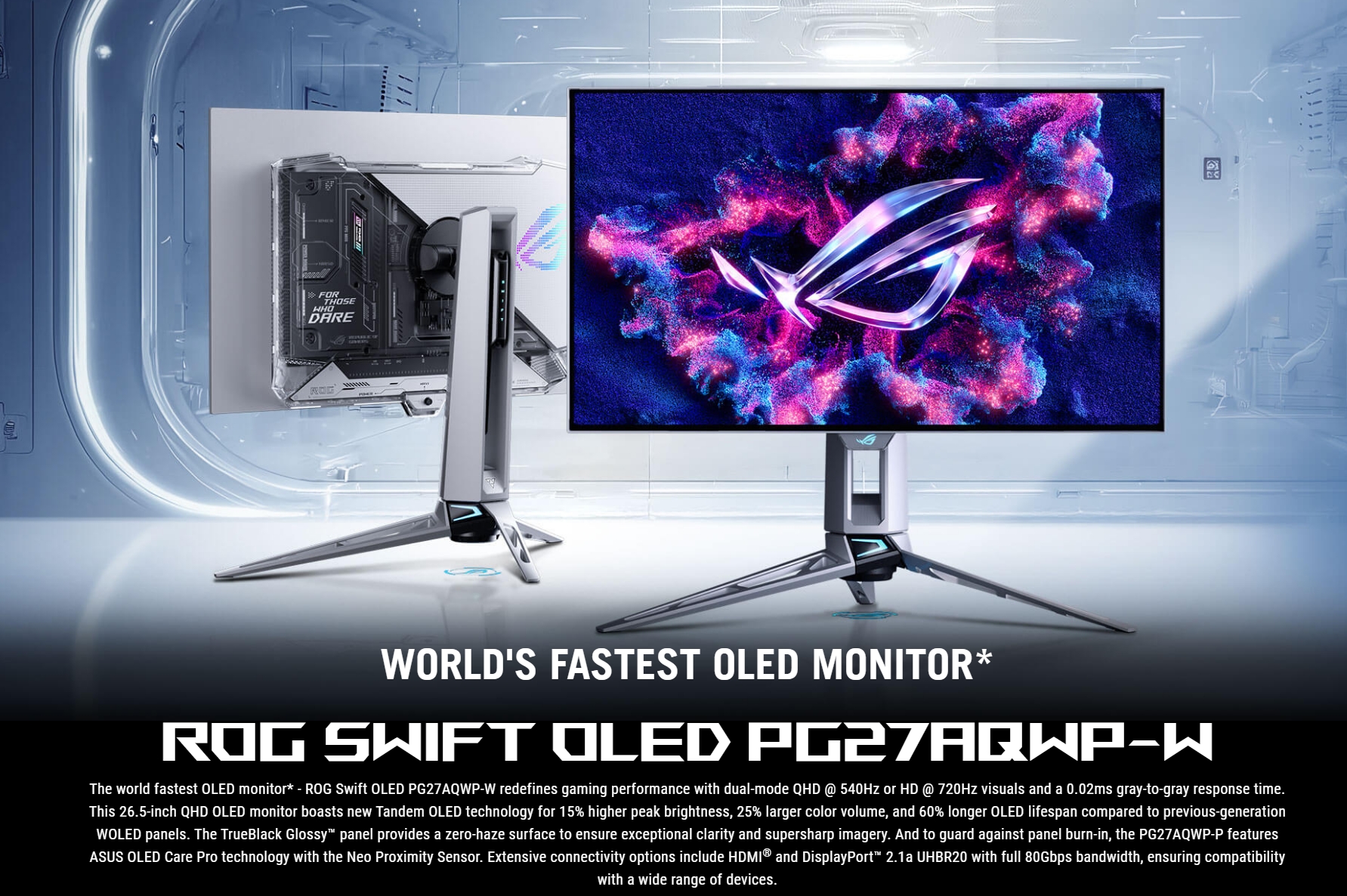 Asus ROG Swift OLED PG27AQWP-W Gaming Monitor Glossy™ Tandem OLED, Dual ...