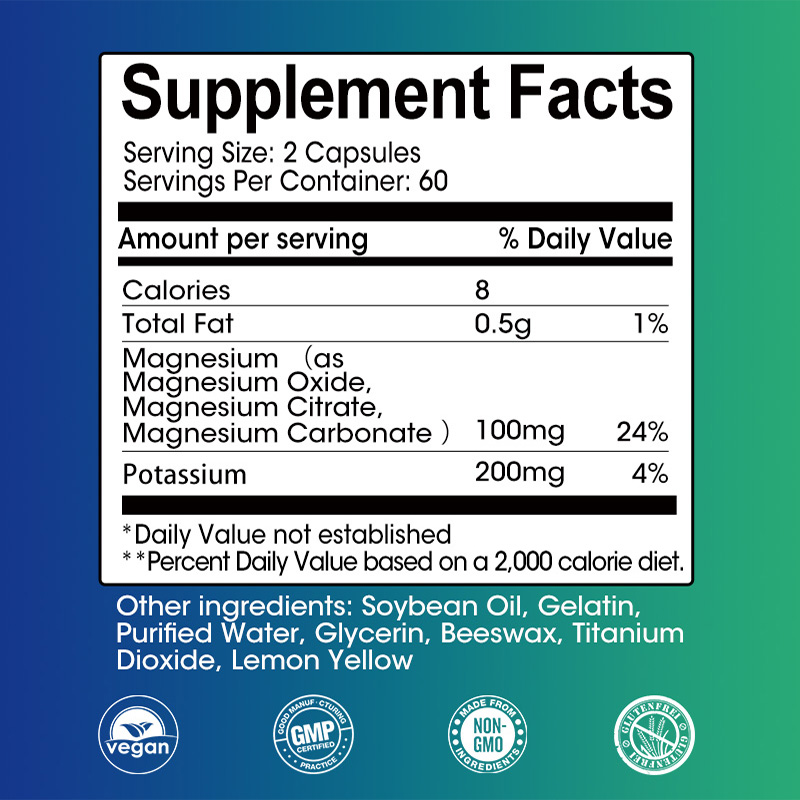 Minch Potassium Magnesium Capsules Potassium 200mg + Magnesium 100mg ...