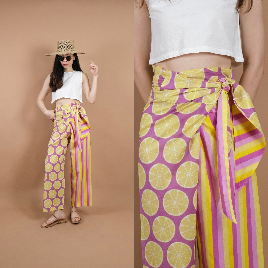 กางเกงขายาว Wrap Pants two colors made by indian cotton กางเกงเลผูกข้าง ...