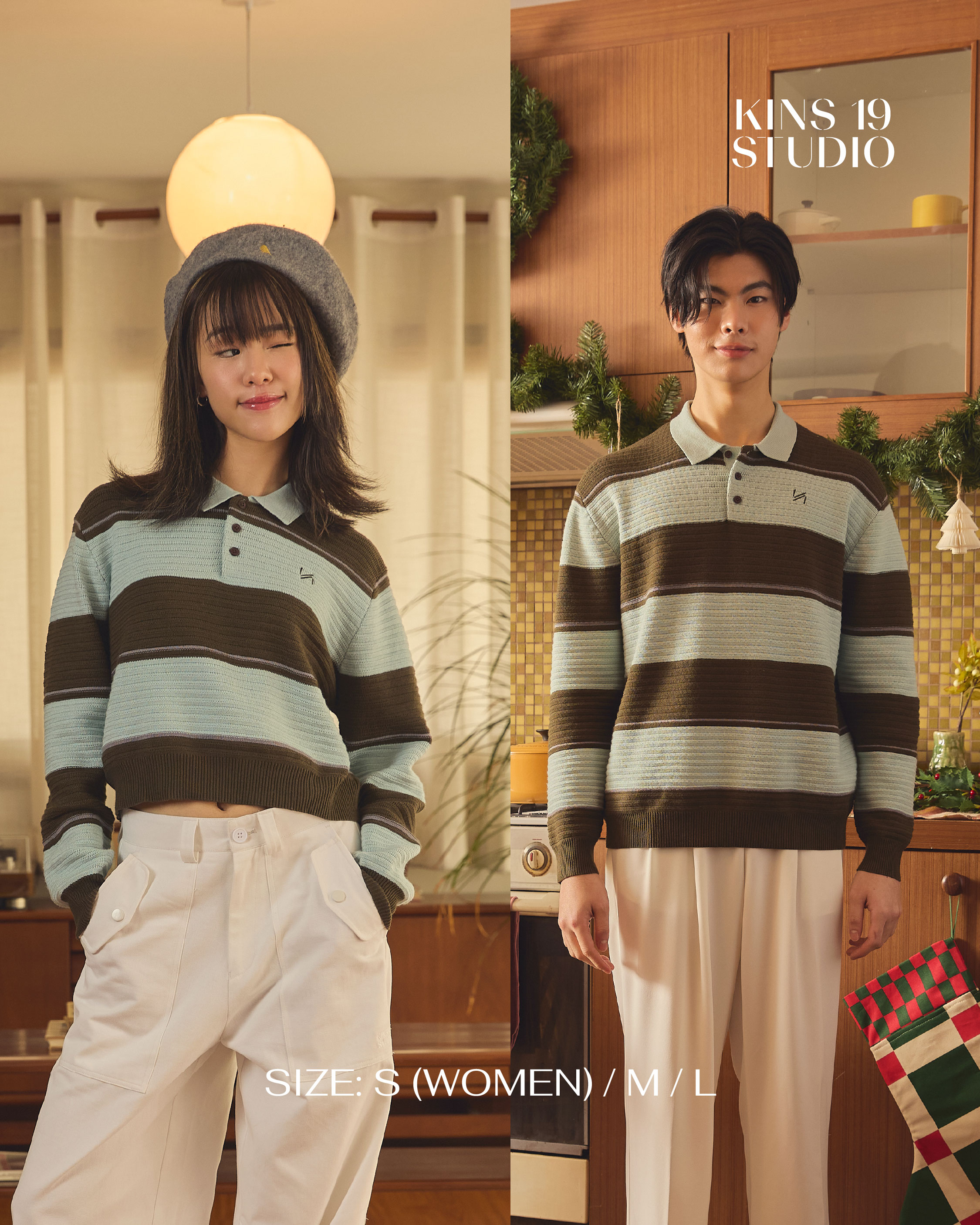 KINS 19 STUDIO | KINS Stripe Knit Polo Sweater เสื้อสเวตเตอร์คินส์ ...