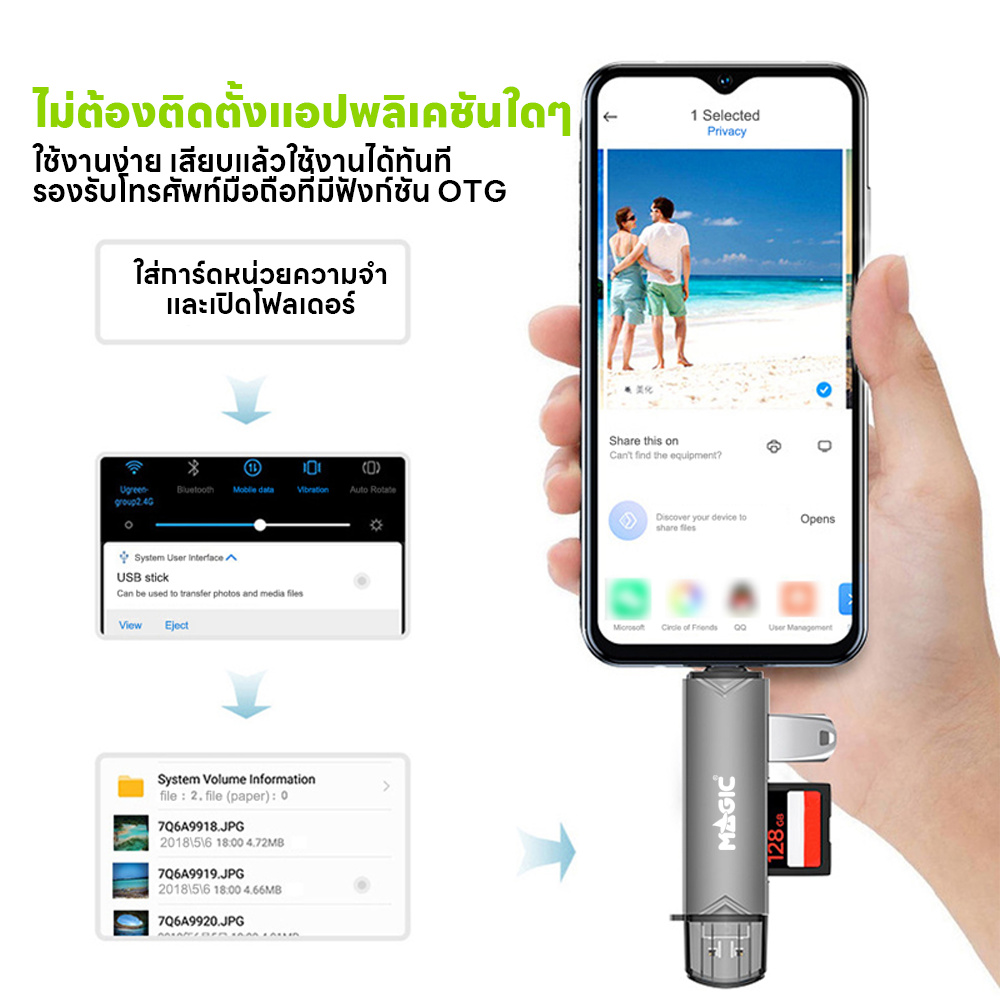 Extender Card Reader v2.0 6 IN 1 TF/SD MAGICTECH รุ่น HC-61 | Shopee ...