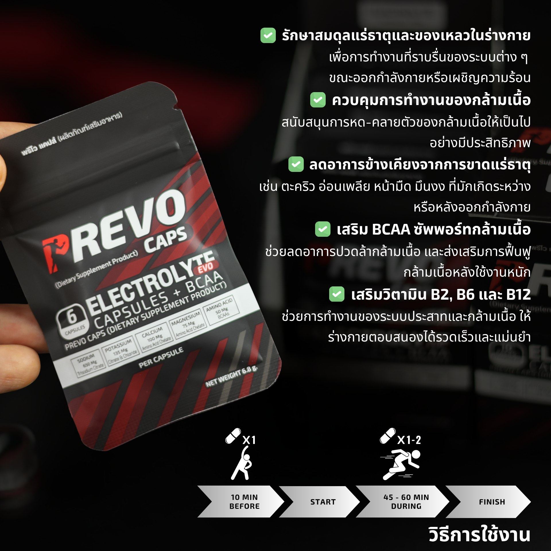 PREVO CAPS ELECTROLYTE CAPSULES + BCAA พรีโว แคปส์ เกลือแร่ อิเลคโทร ...