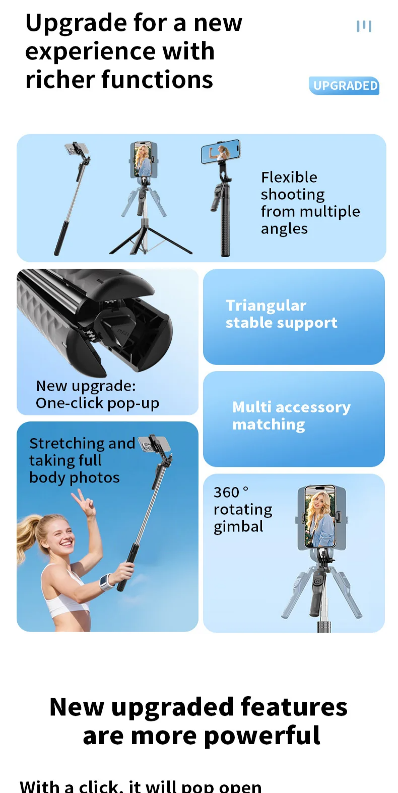 Tugard K50 ไม้เซลฟี่ไร้สาย 1.9m. ขาตั้งกล้องแบบพับได้ พร้อมไฟ LED พร้อมรีโมทบลูทูธและขาตั้ง–ขา ...