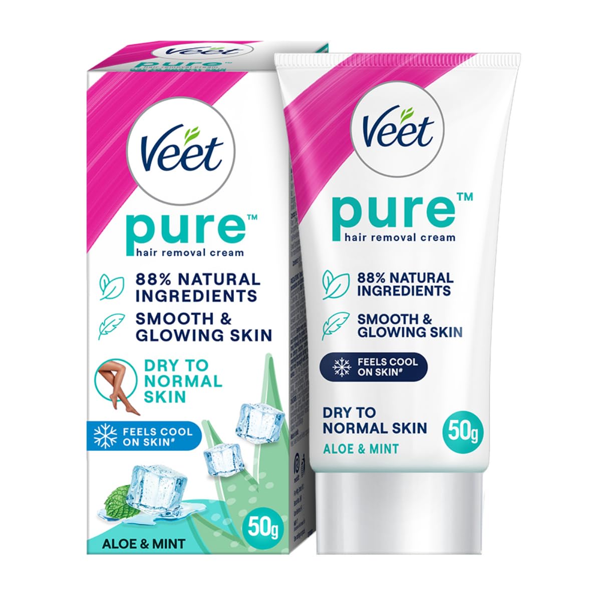 Veet Pure Hair Removal Cream Dry to Normal Skin with Organic Aloe Vera ...