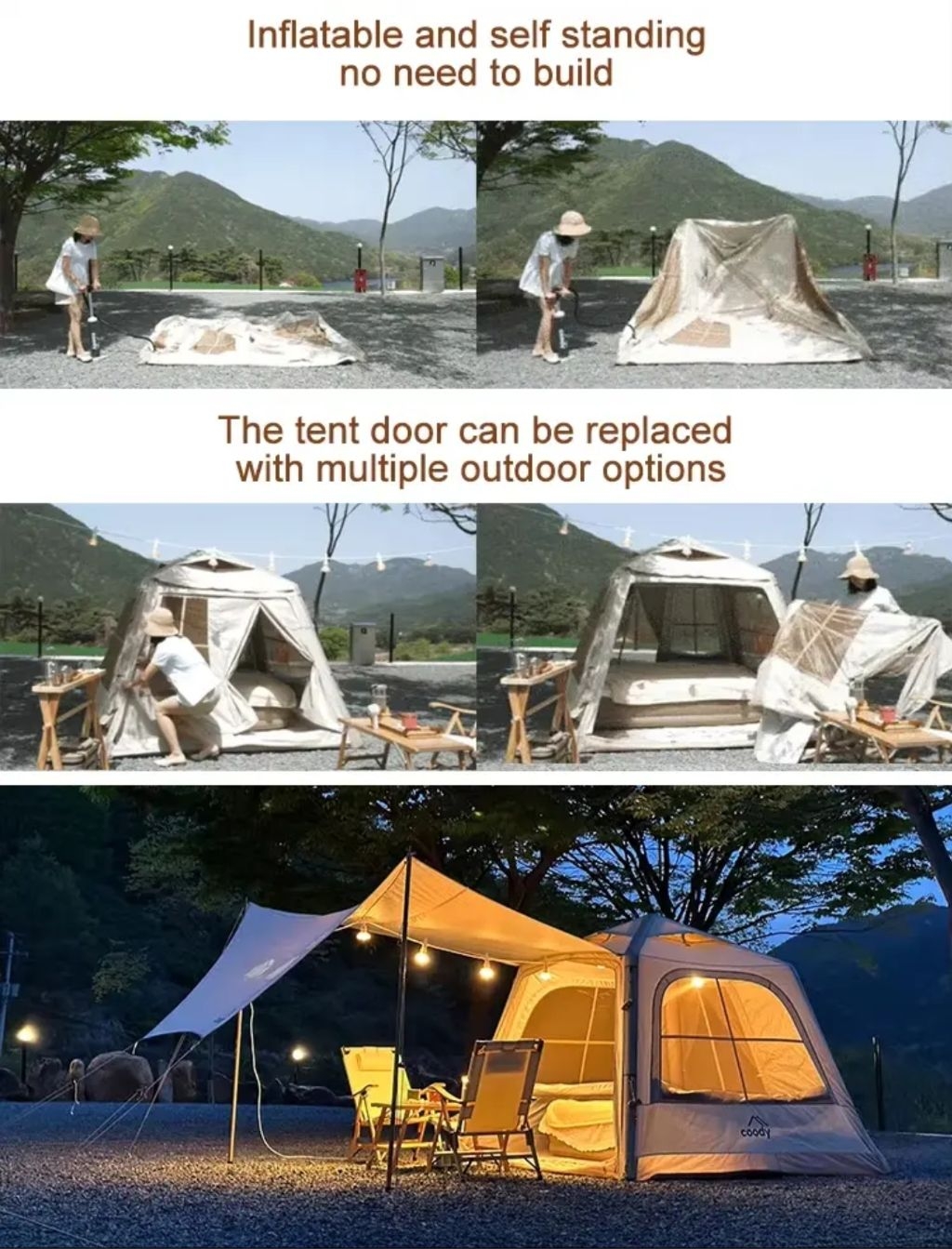 🔥พร้อมส่ง COODY🔥AIR TENT 5.8 เต็นท์พองลม ผ้าOxfordกันฝน3000mm น้ำหนัก ...