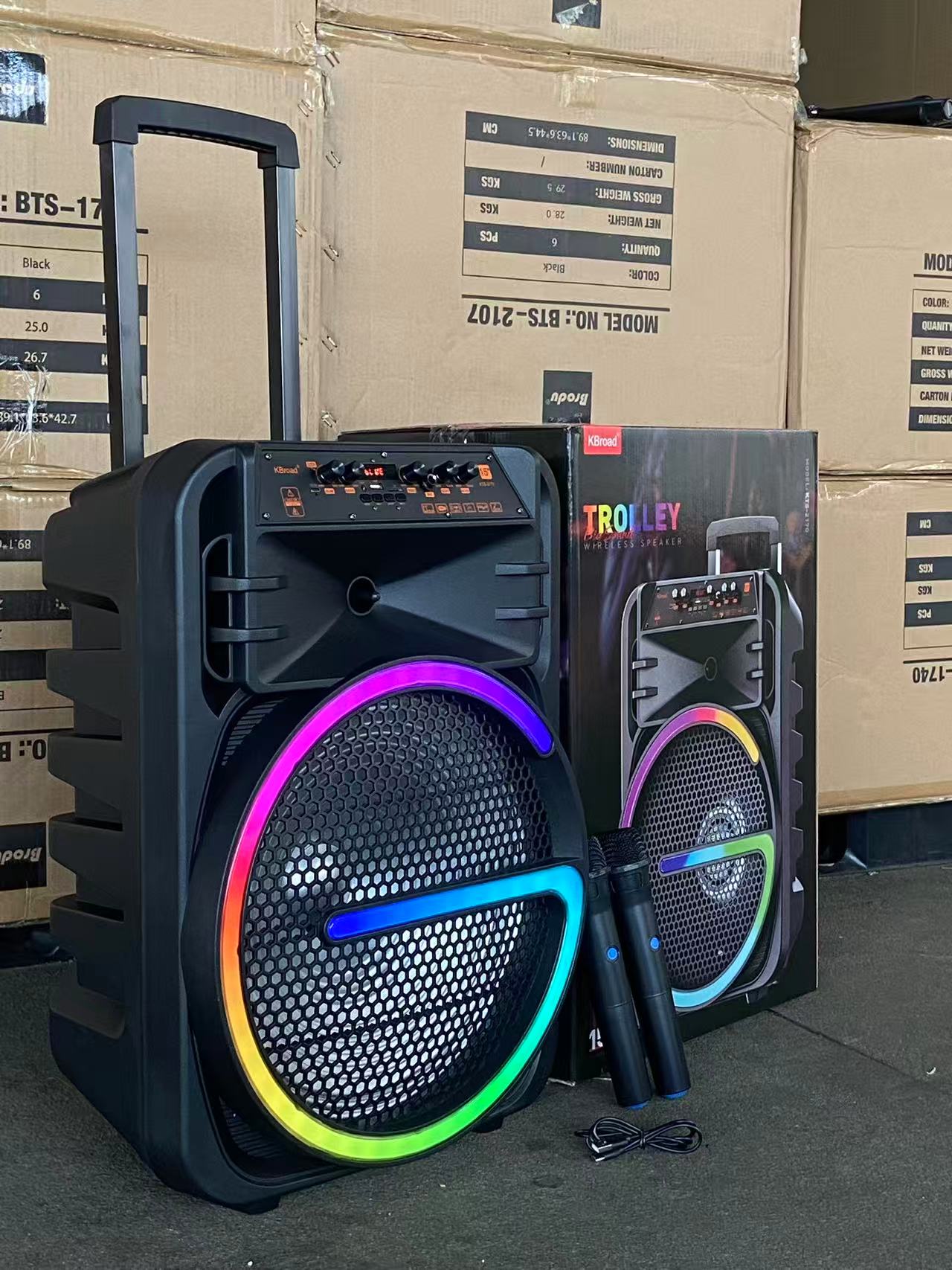 ลำโพงบลูทูธ แถมไมค์ลอย2ตัว KTS-2170 ดอก15นิ้ว 19W รองรับAUX TF USB BASS TREBLE ECHO เสียบไมค์สาย ...