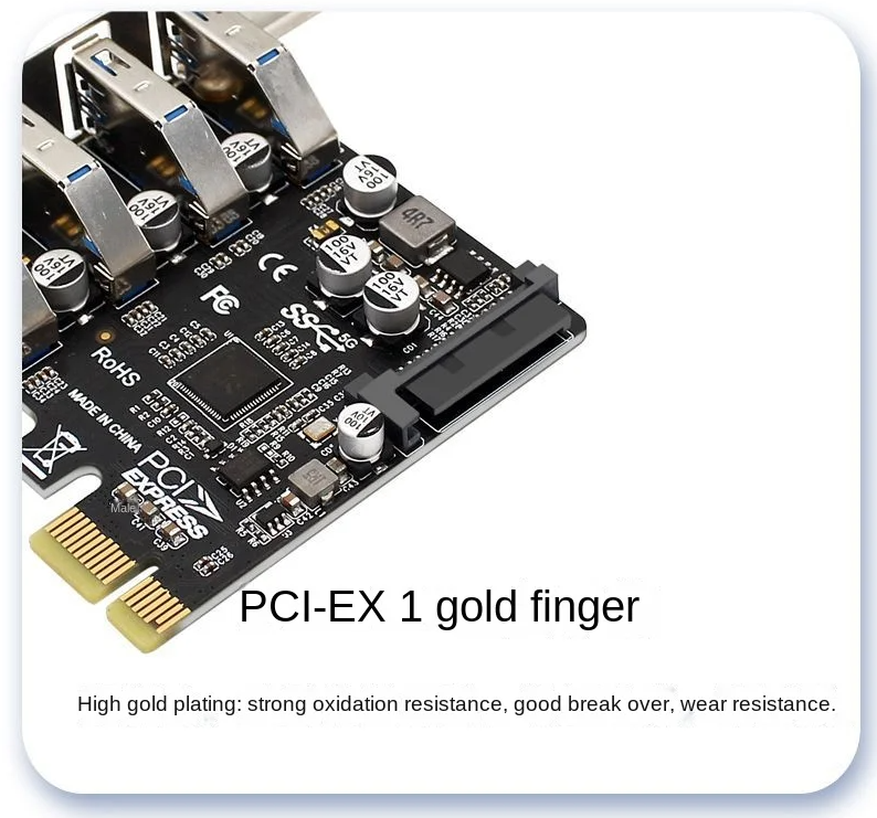 4-port USB 3.0 PCI-e Expansion Card Express PCIe Adapter PCIE X1 ...