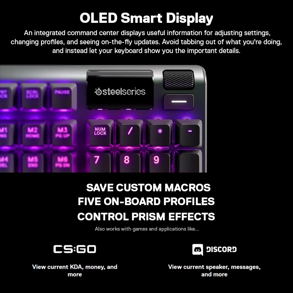 SteelSeries Apex 7 Mechanical Gaming Keyboard – OLED Smart Display ...