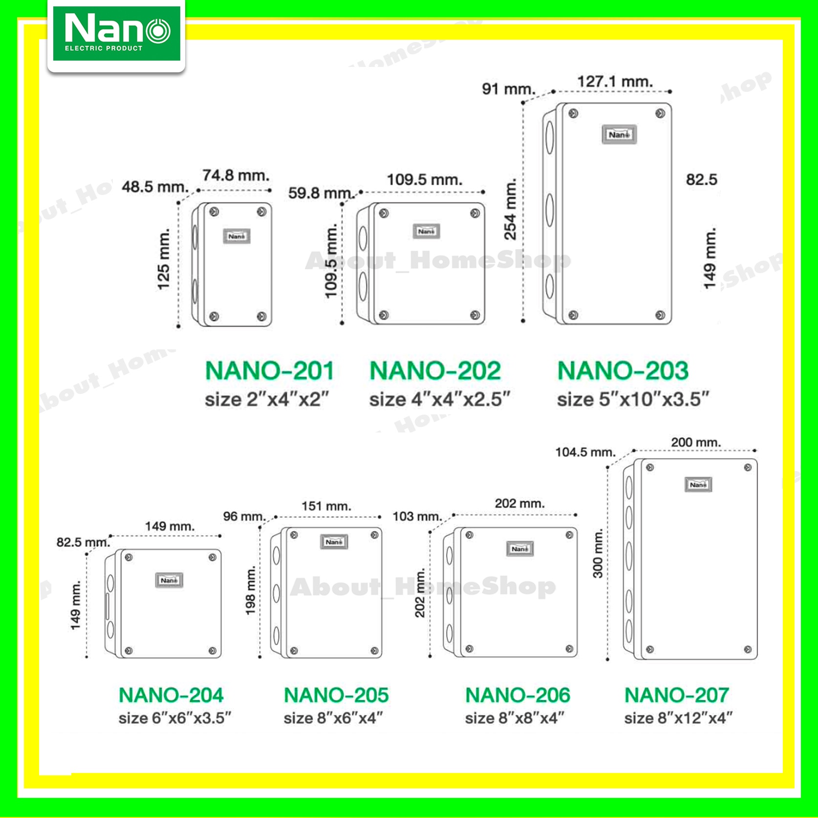 Nano กล่องกันน้ำพลาสติก สีขาว 2x4" รุ่น NANO-201W (Junction Box IP65 2x4" ขนาด 74.8x125x48.5 mm ...