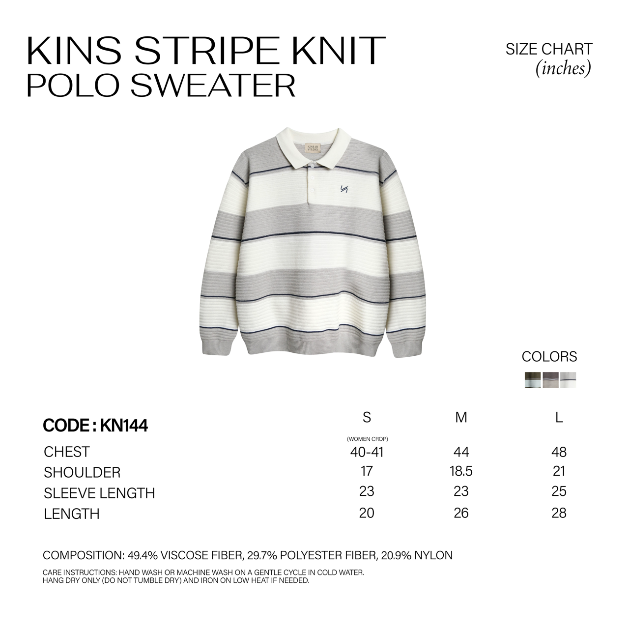 KINS 19 STUDIO | KINS Stripe Knit Polo Sweater เสื้อสเวตเตอร์คินส์ ...