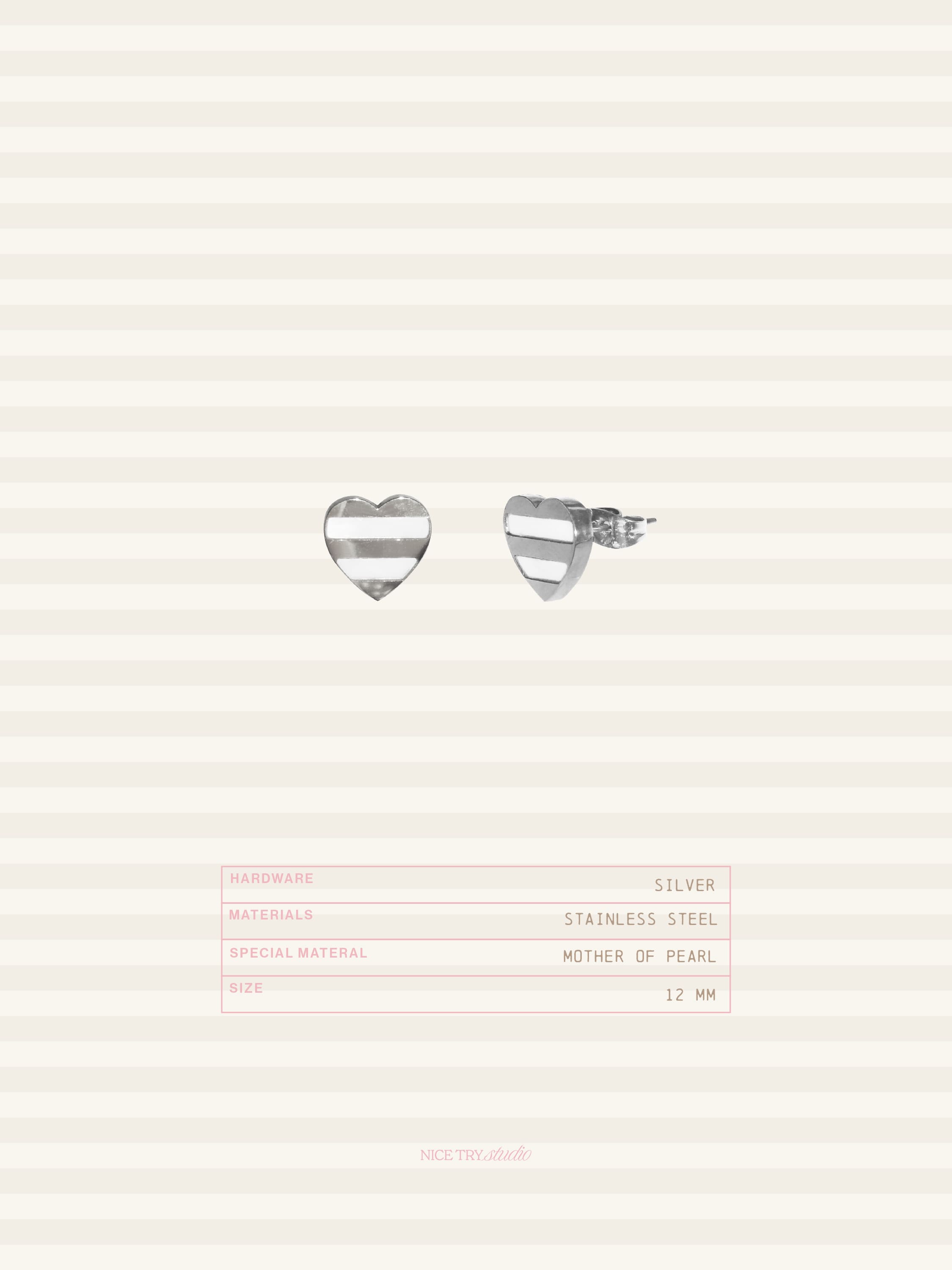 nice try studio - Shelly Heart Studs ต่างหูรูปหัวใจ Mother of Pearl ...