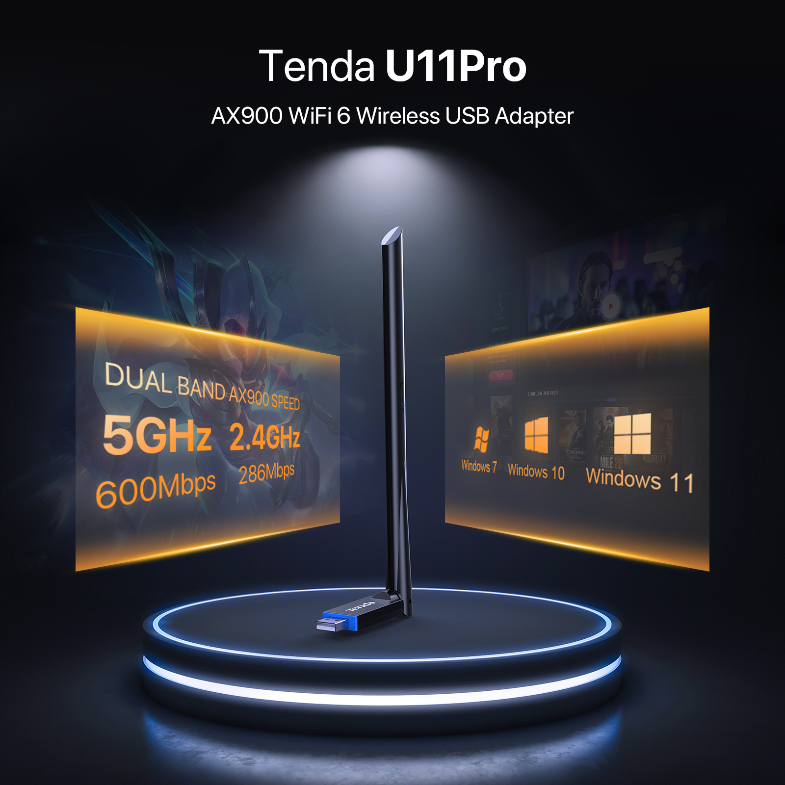 Tenda U11 Pro USB WiFi Adapter AX900 รับสัญญาณ Wifi Card Dual Band 6dBi ...