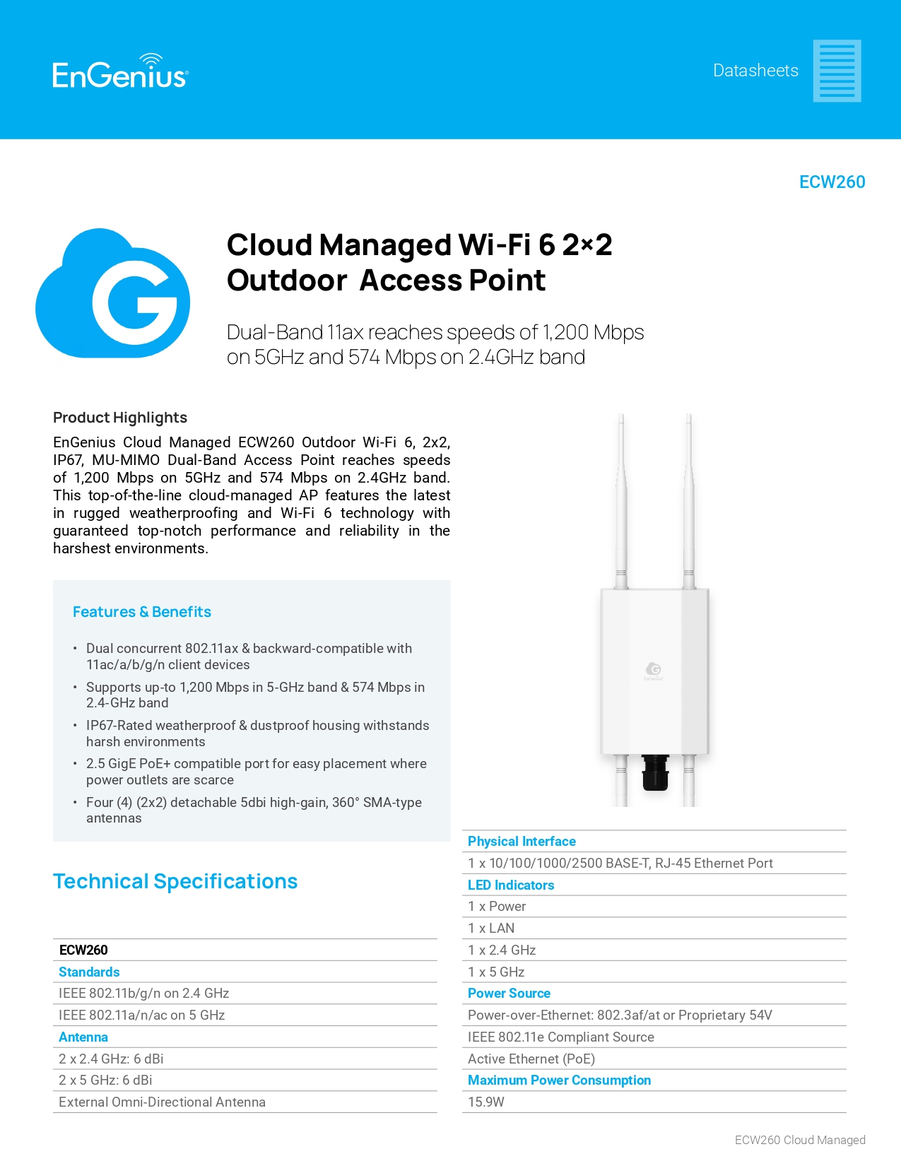 EnGenius ECW260 – Cloud-Managed Wi-Fi 6 Outdoor Access Point | Shopee ...