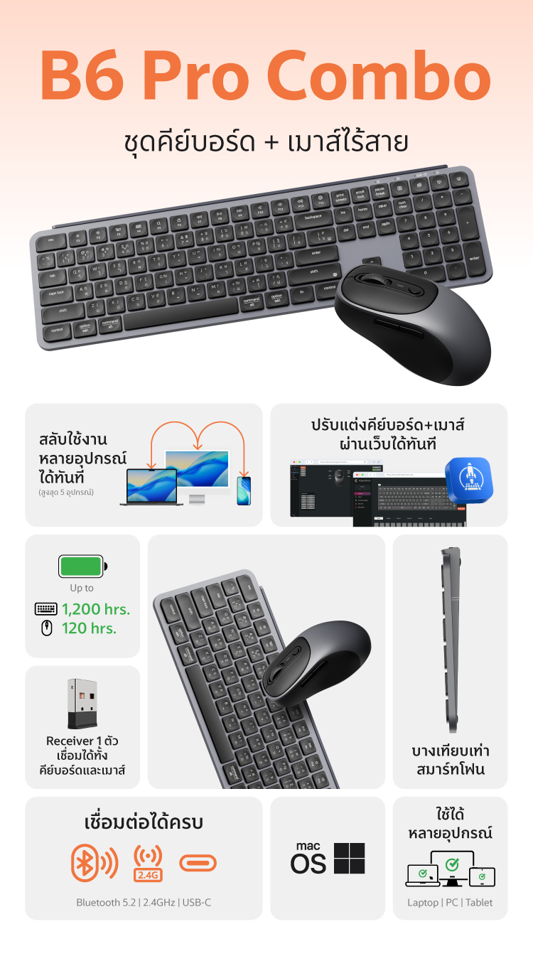 [ส่งด่วน] Keychron B6 Pro Combo Wireless Keyboard&Mouse ชุดคีย์บอร์ด ...