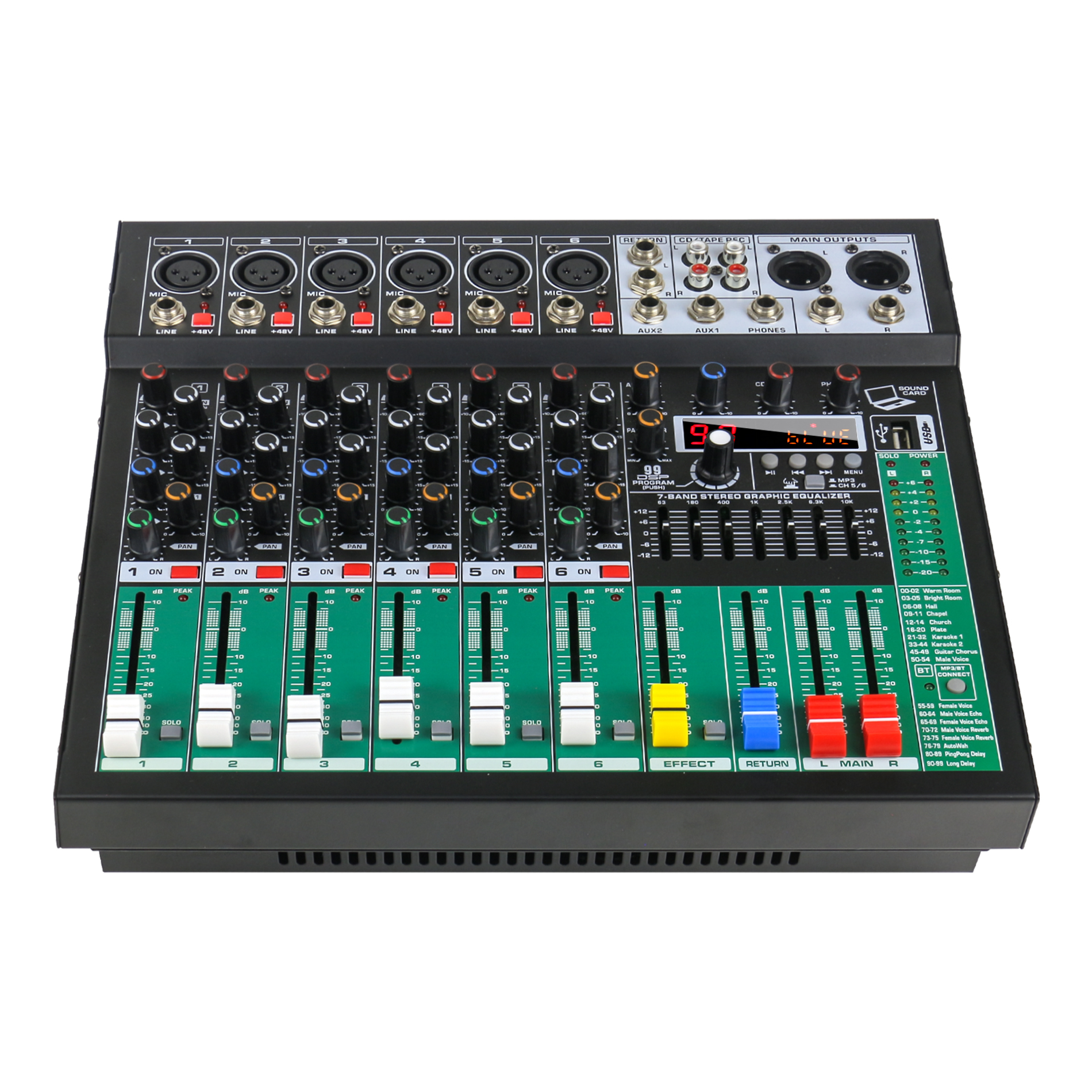 PB6 Power amplifier Audio mixer เพาเวอร์มิกเซอร์ 99DSP/6ช่อง: อีควอไล ...