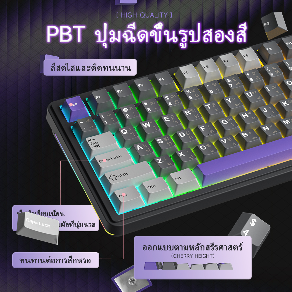 ZIFRIEND RX75 Pro คีย์บอร์ดเกมมิ่งเชิงกลแบบไร้สาย Gasket Hot Swappable ...