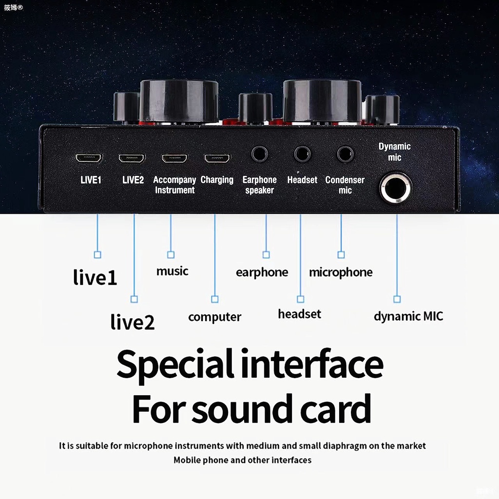 V8 Audio Live Sound Card for Phone Computer USB Headset Microphone ...