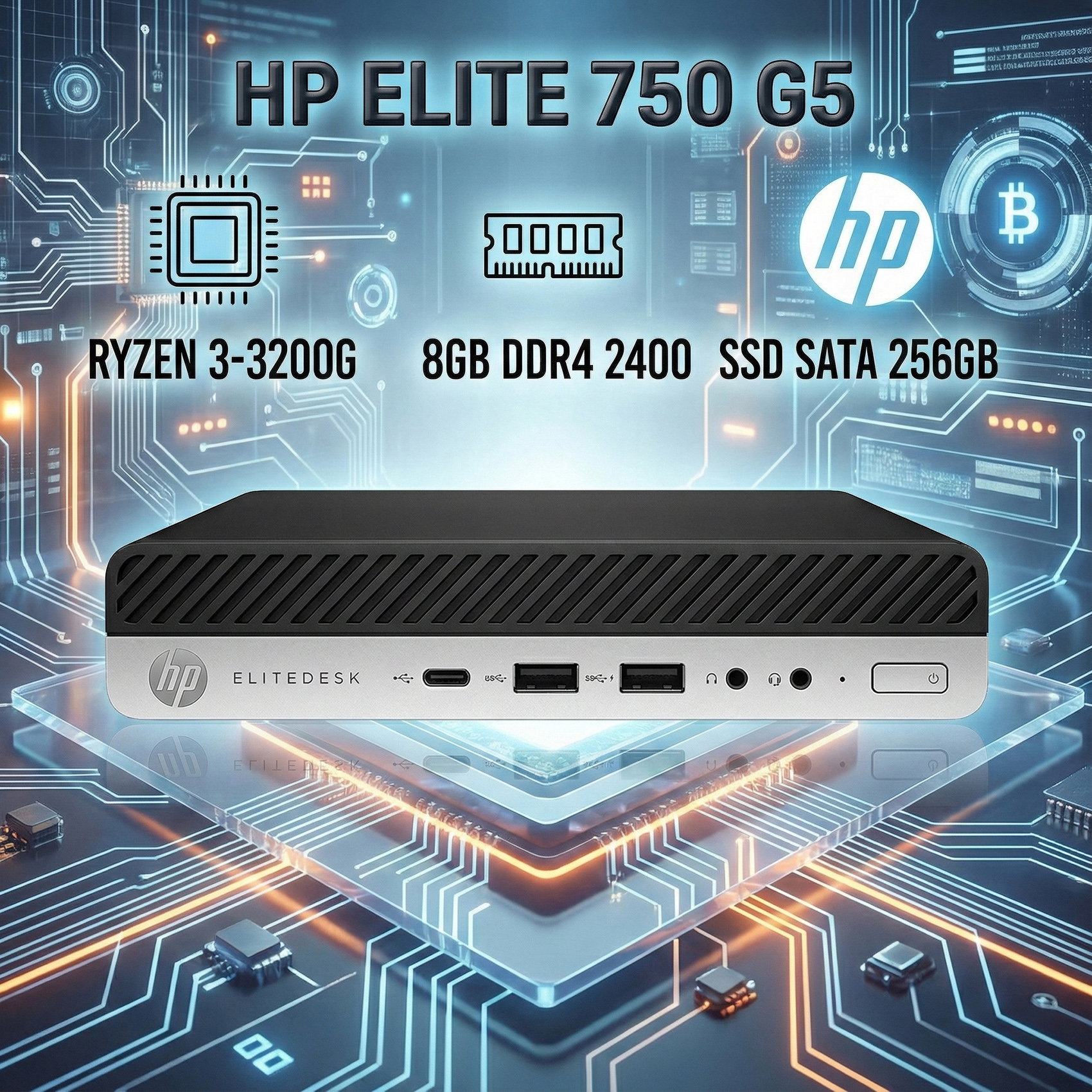 HP EliteDesk 705 G5 Mini PC [Ryzen 3 3200G / RAM 8GB / SSD 256GB / WiFi ...