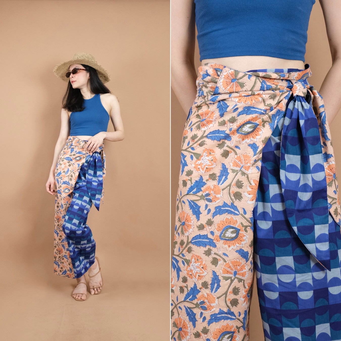 กางเกงขายาว Wrap Pants two colors made by indian cotton กางเกงเลผูกข้าง ...