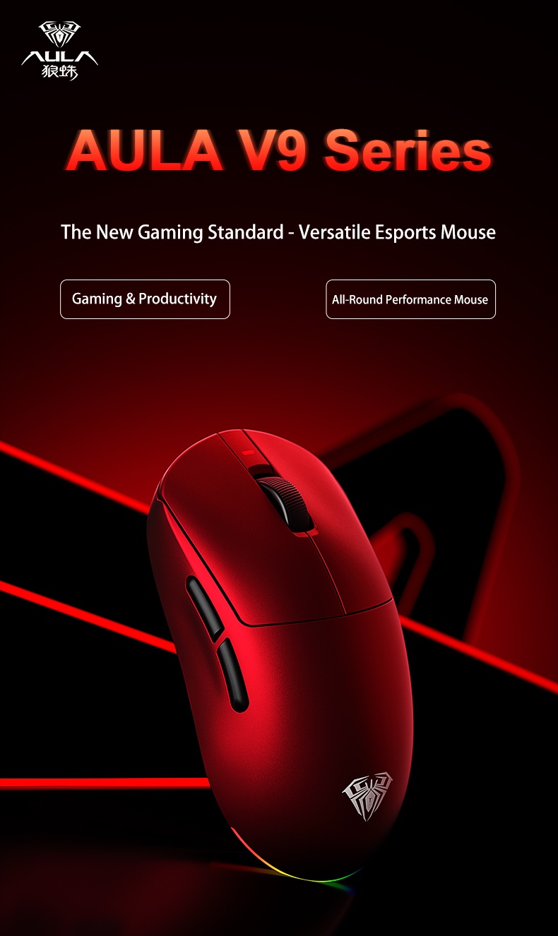 เมาส์ไร้สาย - AULA V9 / V9Pro / V9Ultra - 8K Wireless Mouse PAW3950 ...