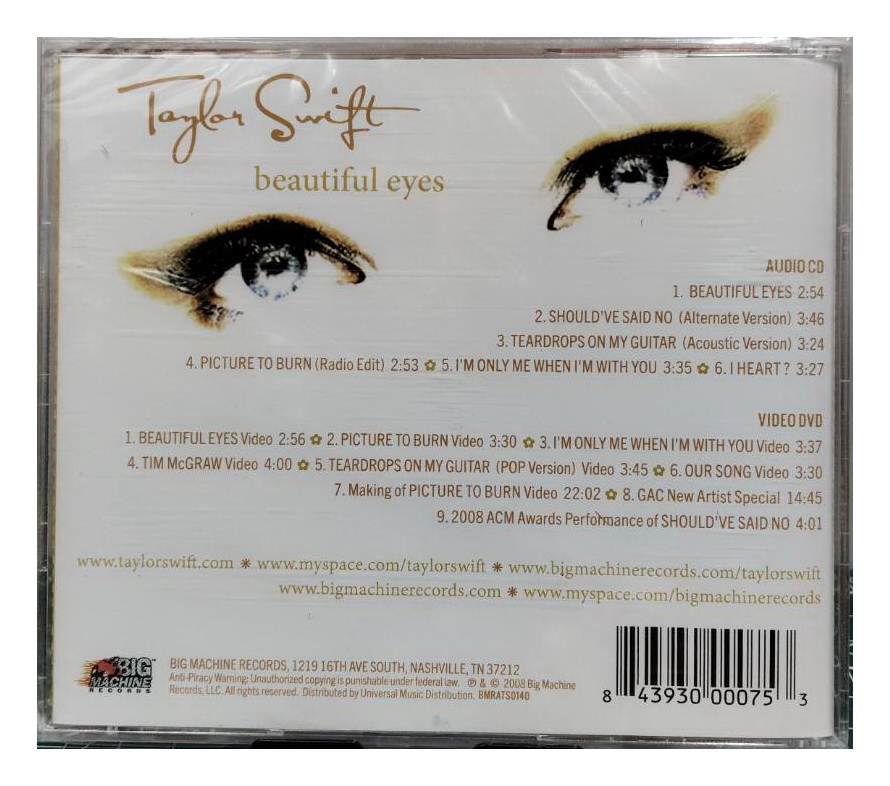 CD Taylor Swift – Beautiful Eyes CD, EP DVD, DVD-Video made in usa มือ1 ...